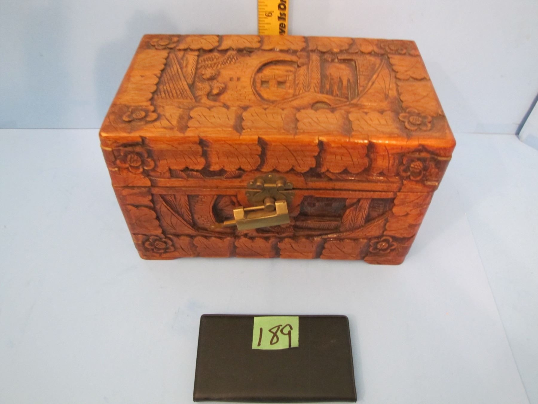 carved keepsake box with interesting lock