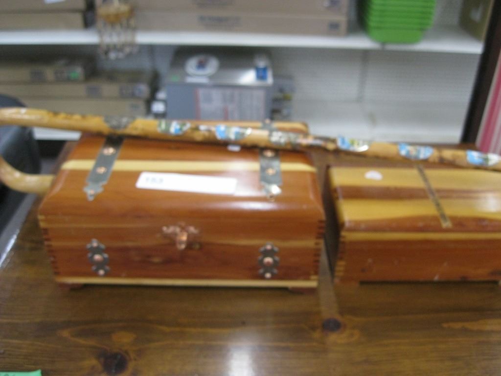 Walking Cane/Wooden Boxes