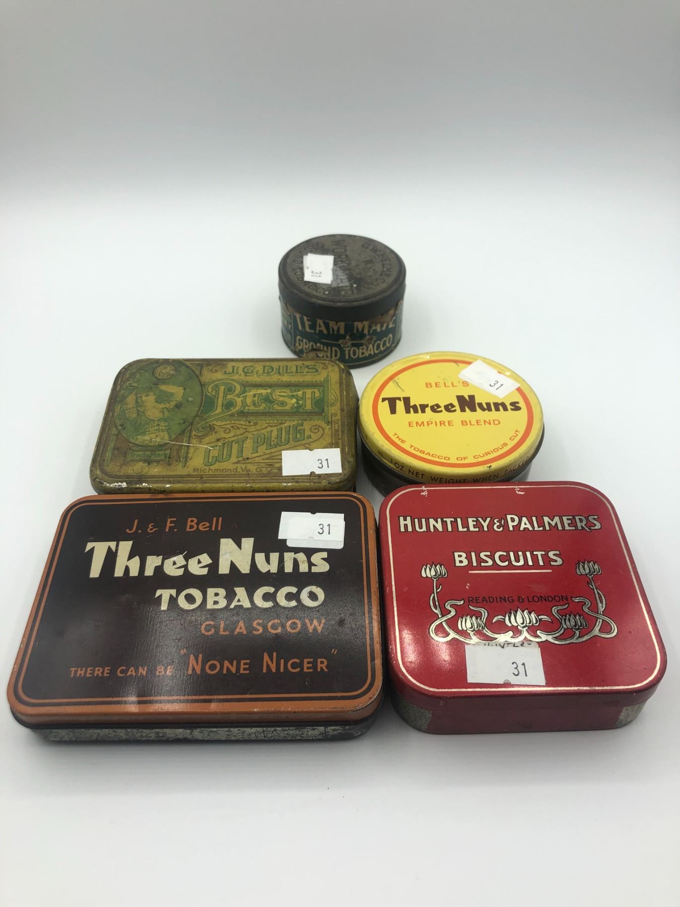 5 Antique Tabacco Tins
