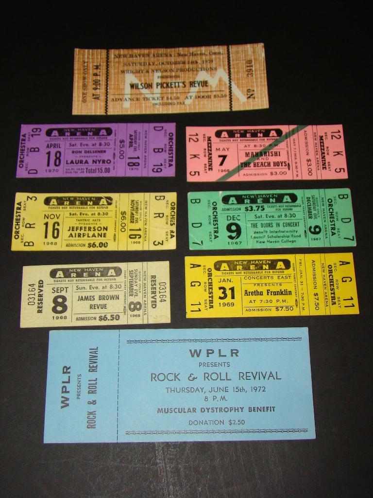 (2325) Unused Concert Tickets w The Doors