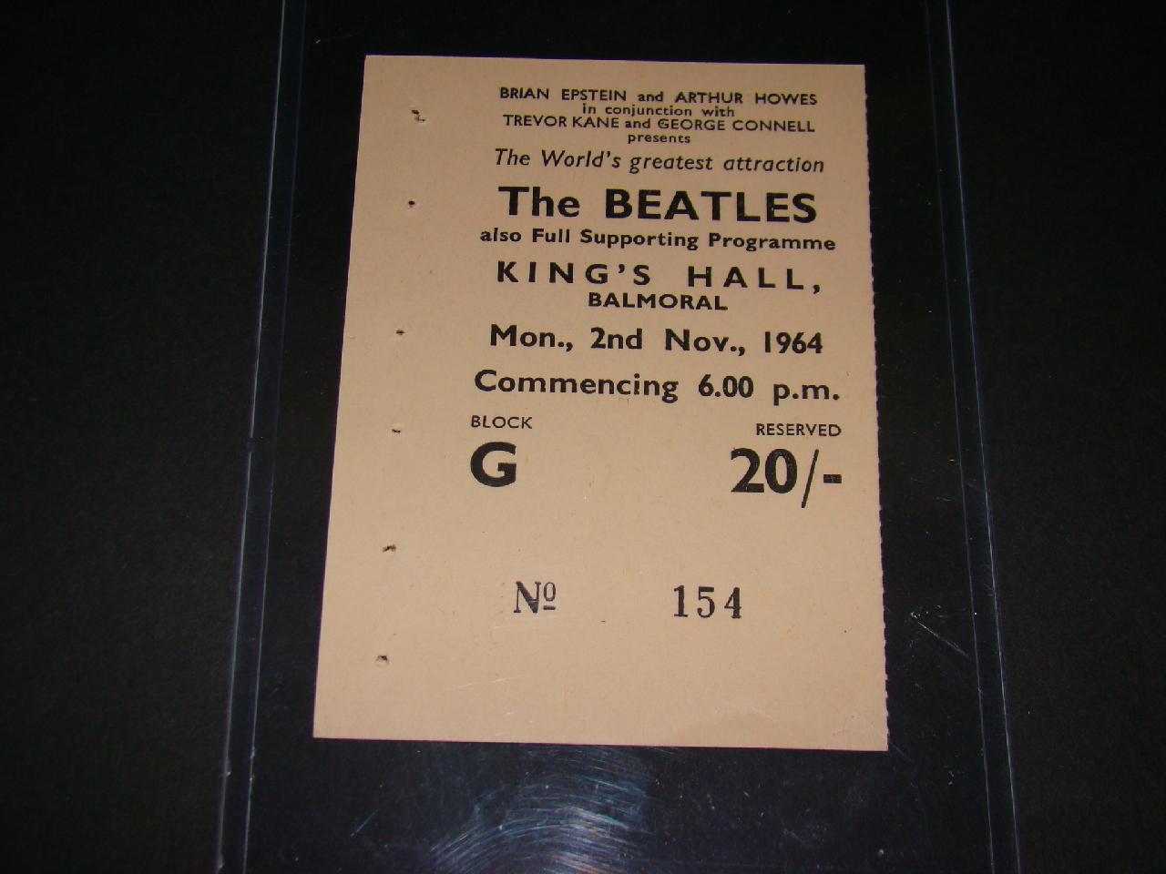1964 BEATLES Scotland Concert Ticket Stub