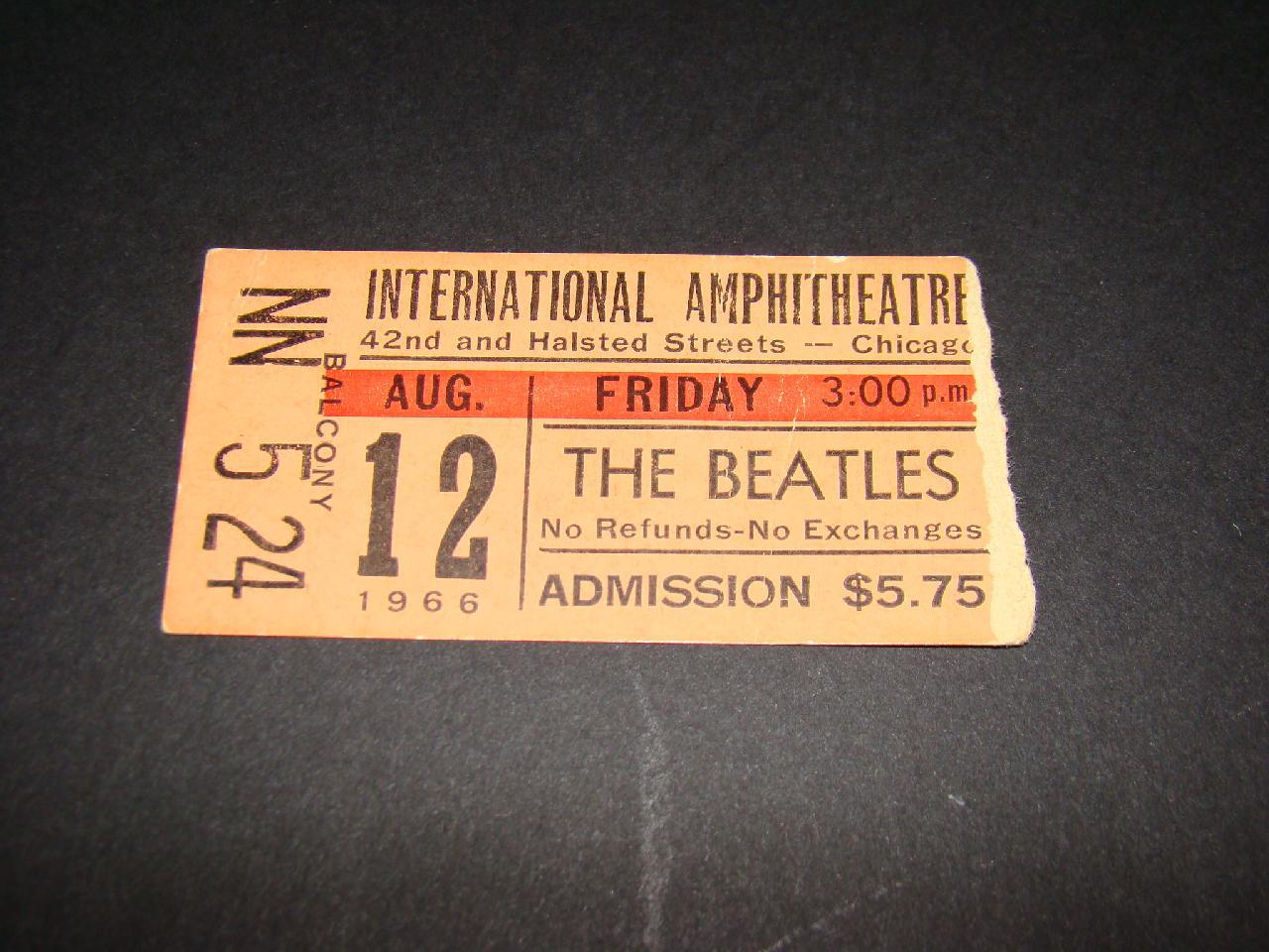 1966 BEATLES Chicago Concert Ticket Stub