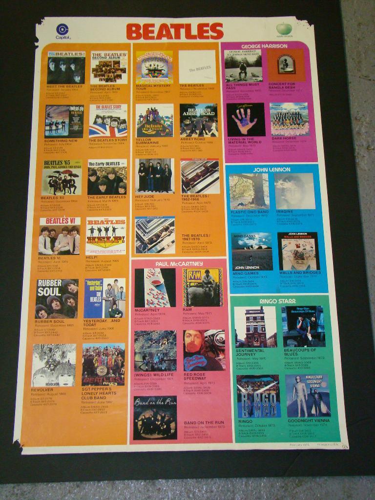 Beatles 1975 Apple Records Promo Poster