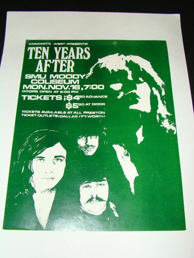 (3) Ten Years After 1970 Texas Concert Handbills
