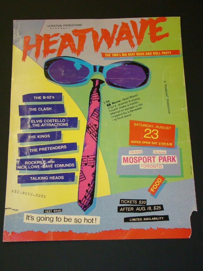 1980 Heat Wave Festival Concert Poster Clash B-52s