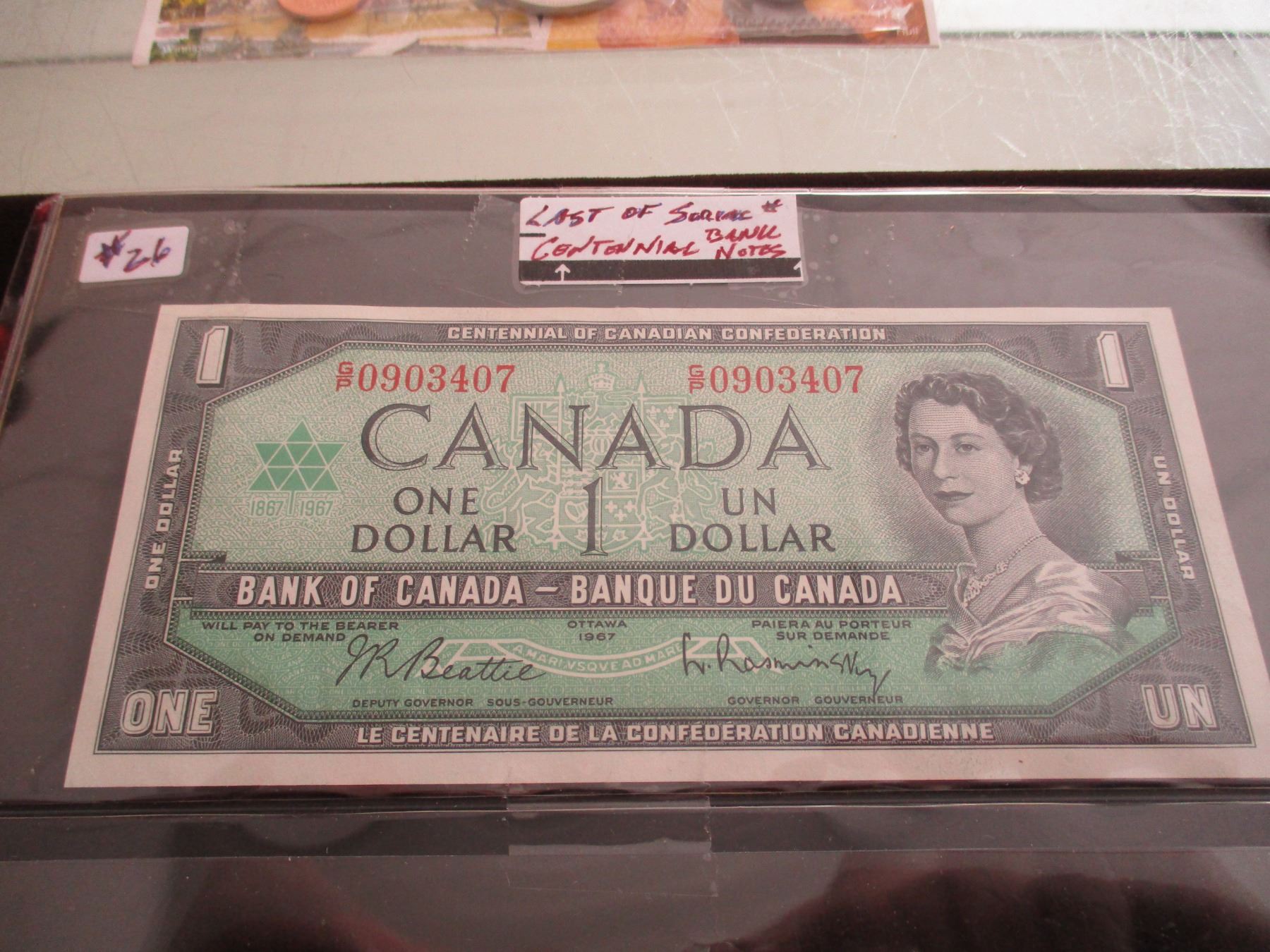 1967 CENTENNIAL SERIAL NUMBER LAST OF CANADA BANK NOTES