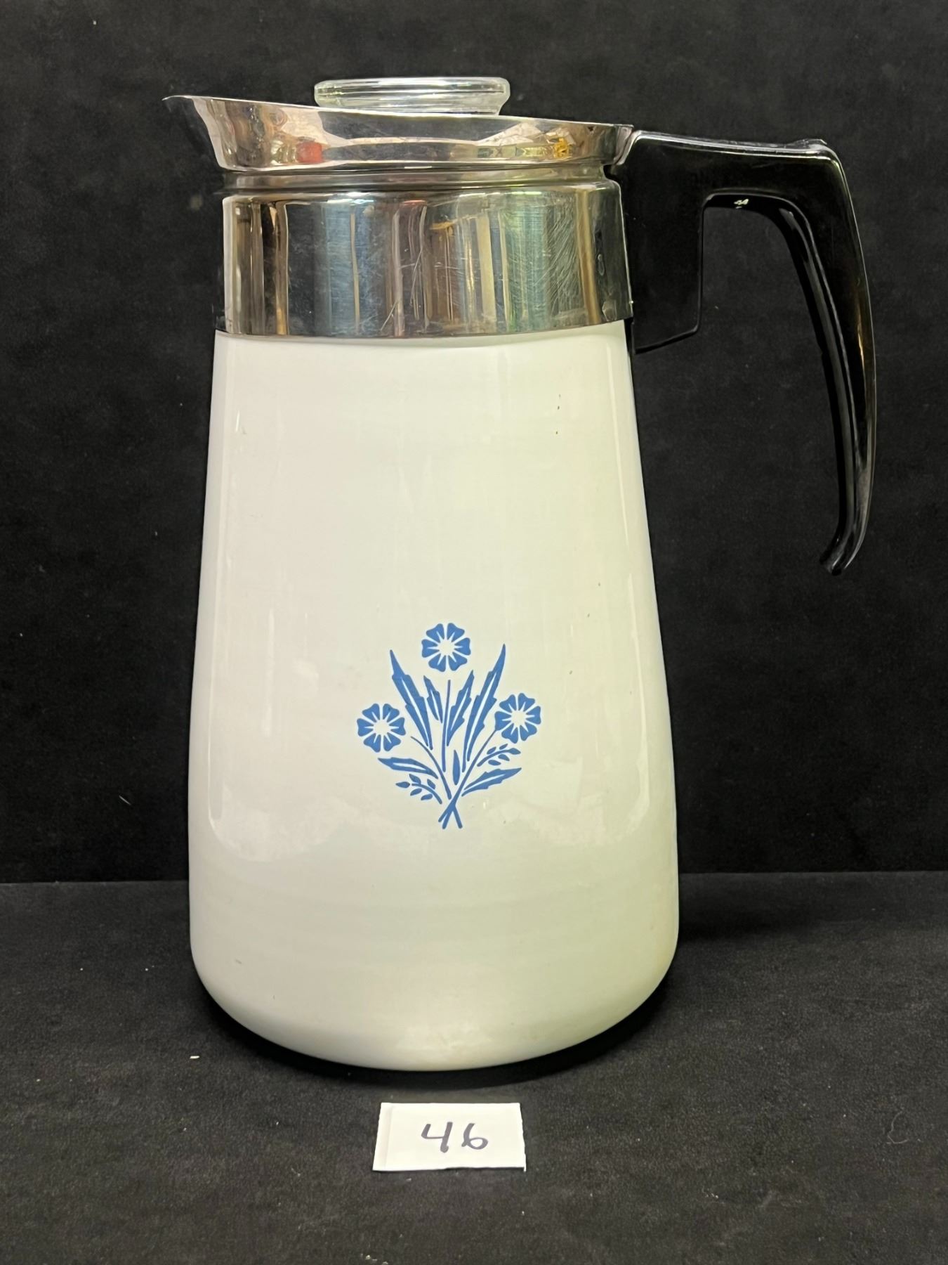 Corning Ware 9 cup Blue Corn Flower Coffee Percolator (see description)