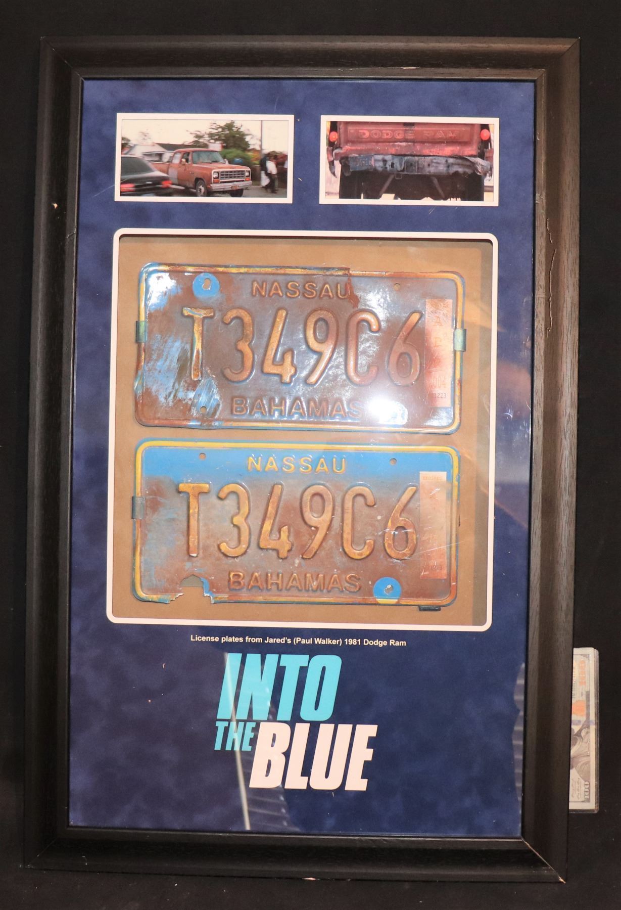INTO THE BLUE PAUL WALKER SCREEN MATCHED LICENSE PLATES FROM HIS TRUCK ...