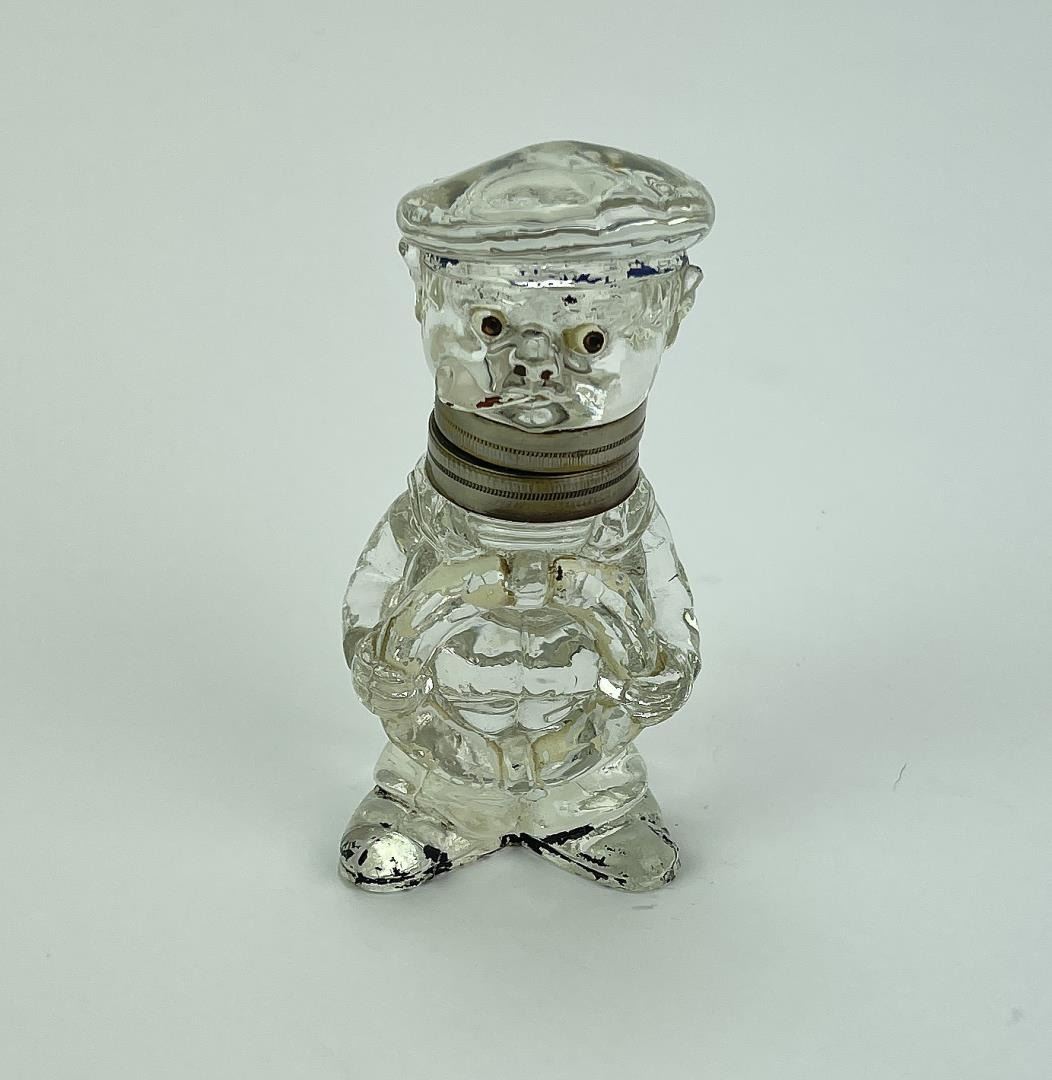 Antique Czechoslovakian Glass Inkwell Sailor