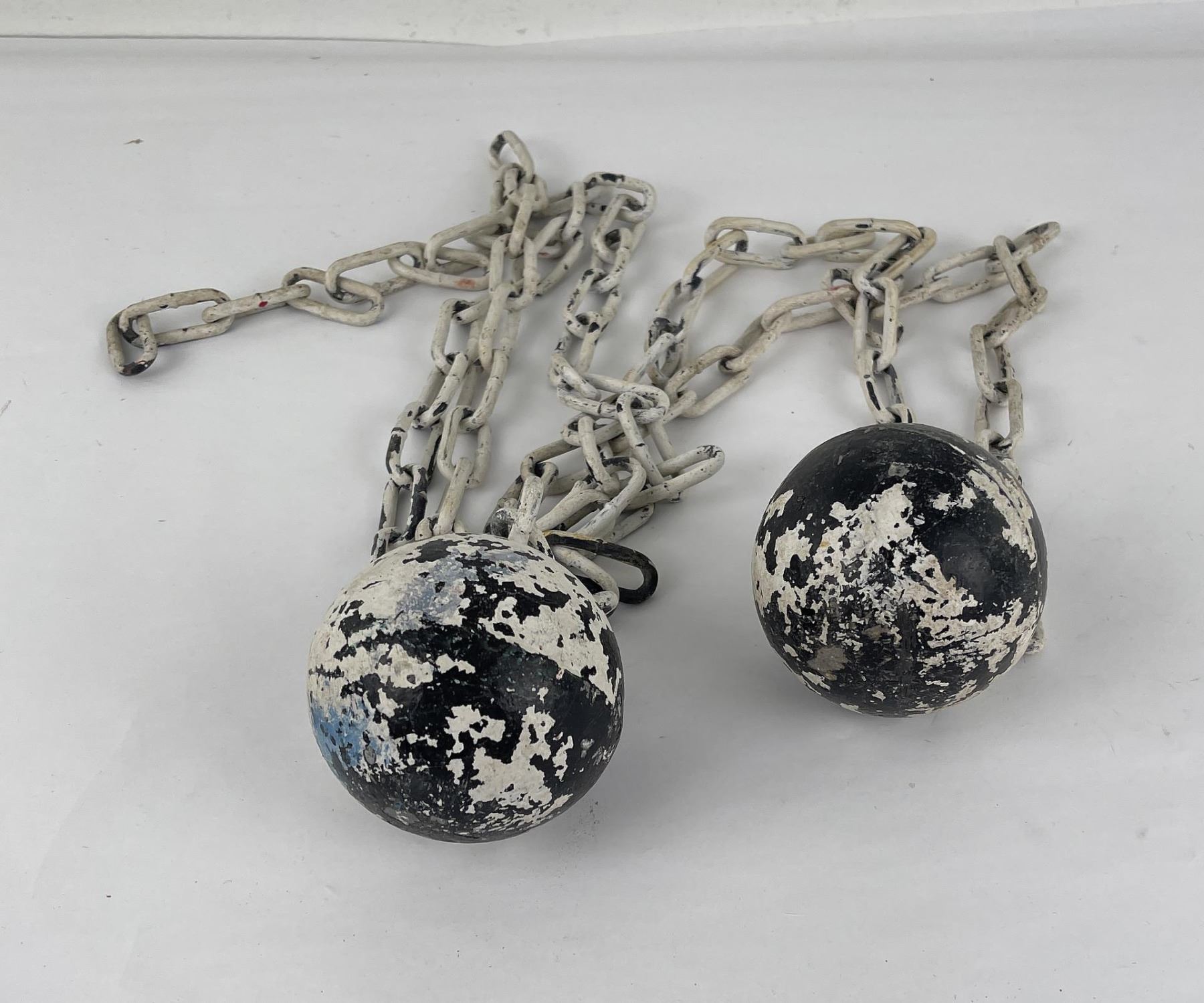 Pair of Antique Lead Prison Balls