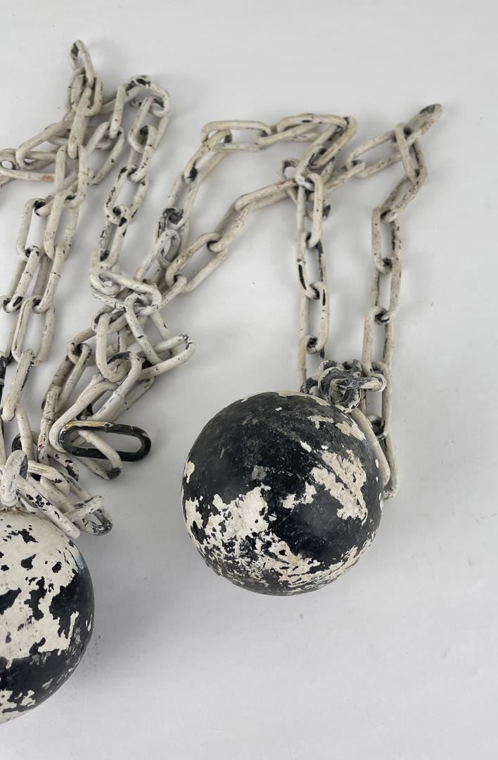 Pair of Antique Lead Prison Balls