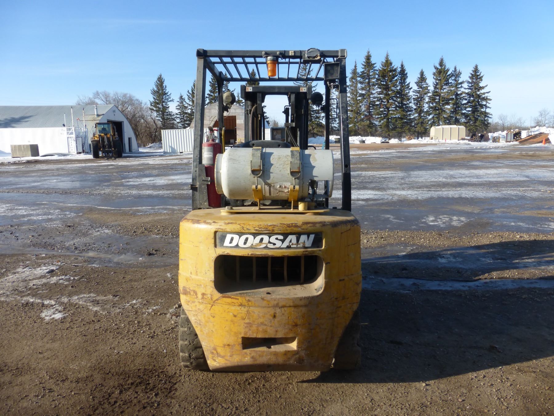 Daewoo Forklift G30P 6000 lb, Triple Stage, 6846 hrs, on propane, side ...