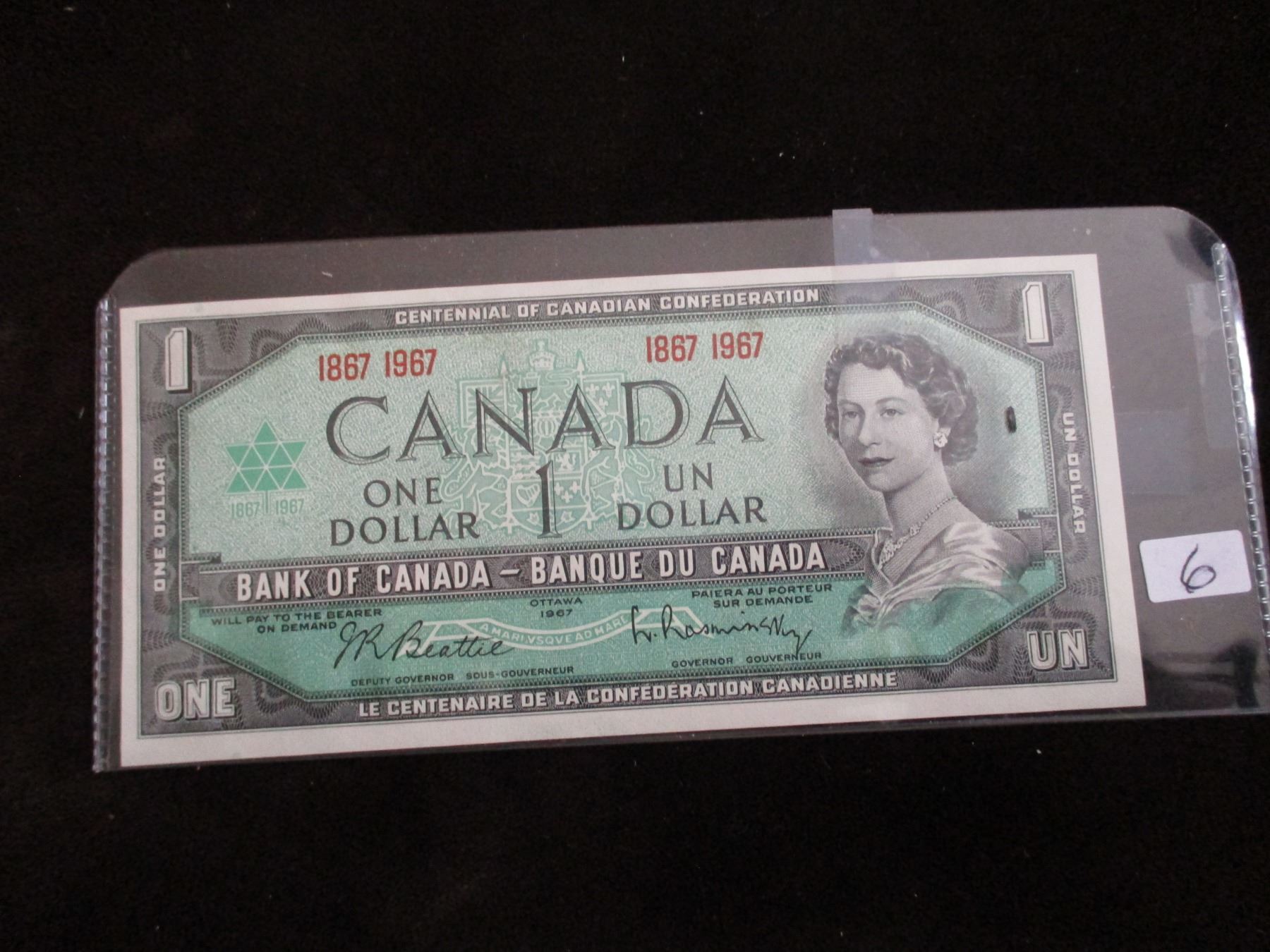 1967 CANADA $1 BILL (NO SERIAL NUMBER)
