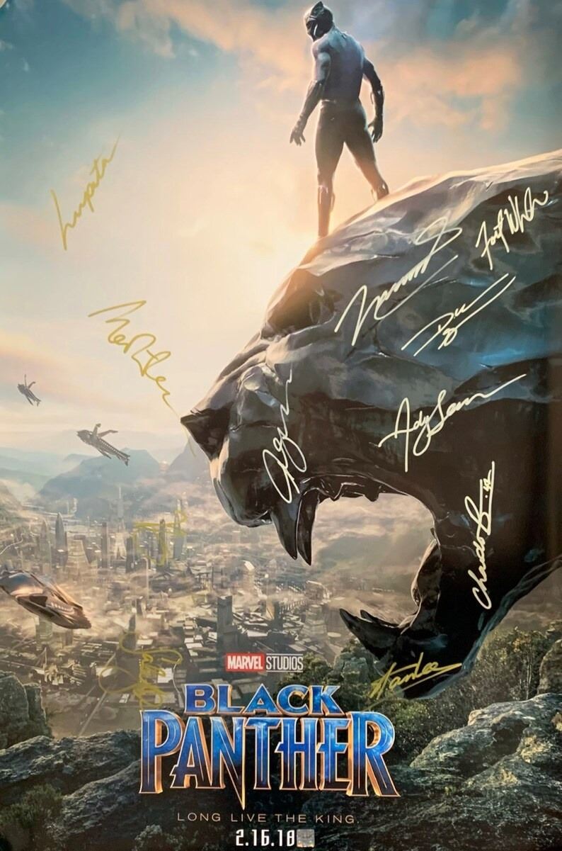 Signed Black Panther Movie Poster, Signed by 11 Cast