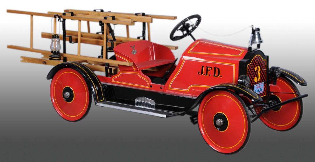 Pressed Steel Genron Ladder Fire Truck Pedal Car.