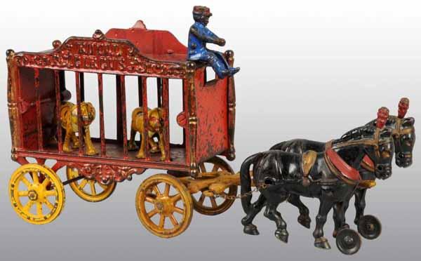 Cast Iron 2-Horse Royal Circus Cage Wagon Toy.