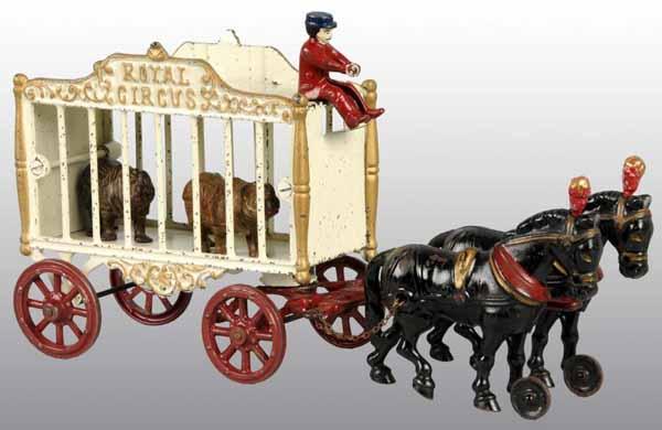 Cast Iron 2-Horse Royal Circus Cage Wagon Toy.