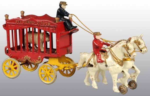 Cast Iron 2-Horse Royal Circus Cage Wagon Toy.