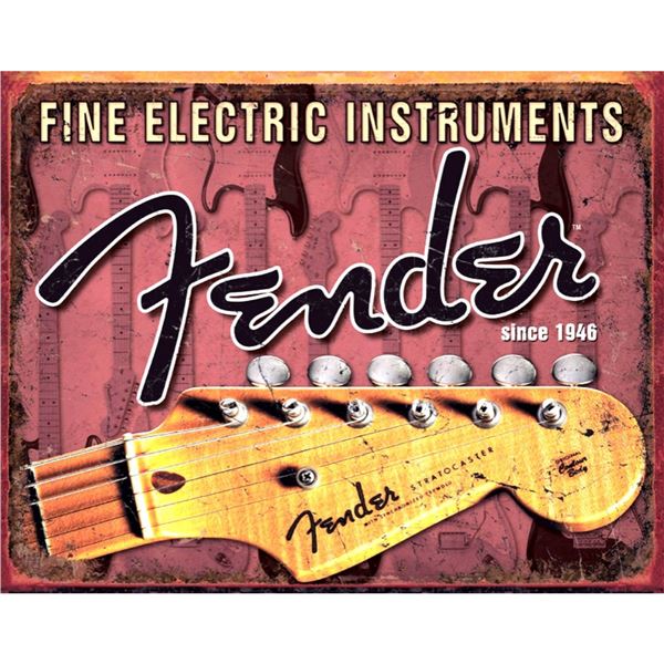Fender Guitar Metal Pub Bar Sign