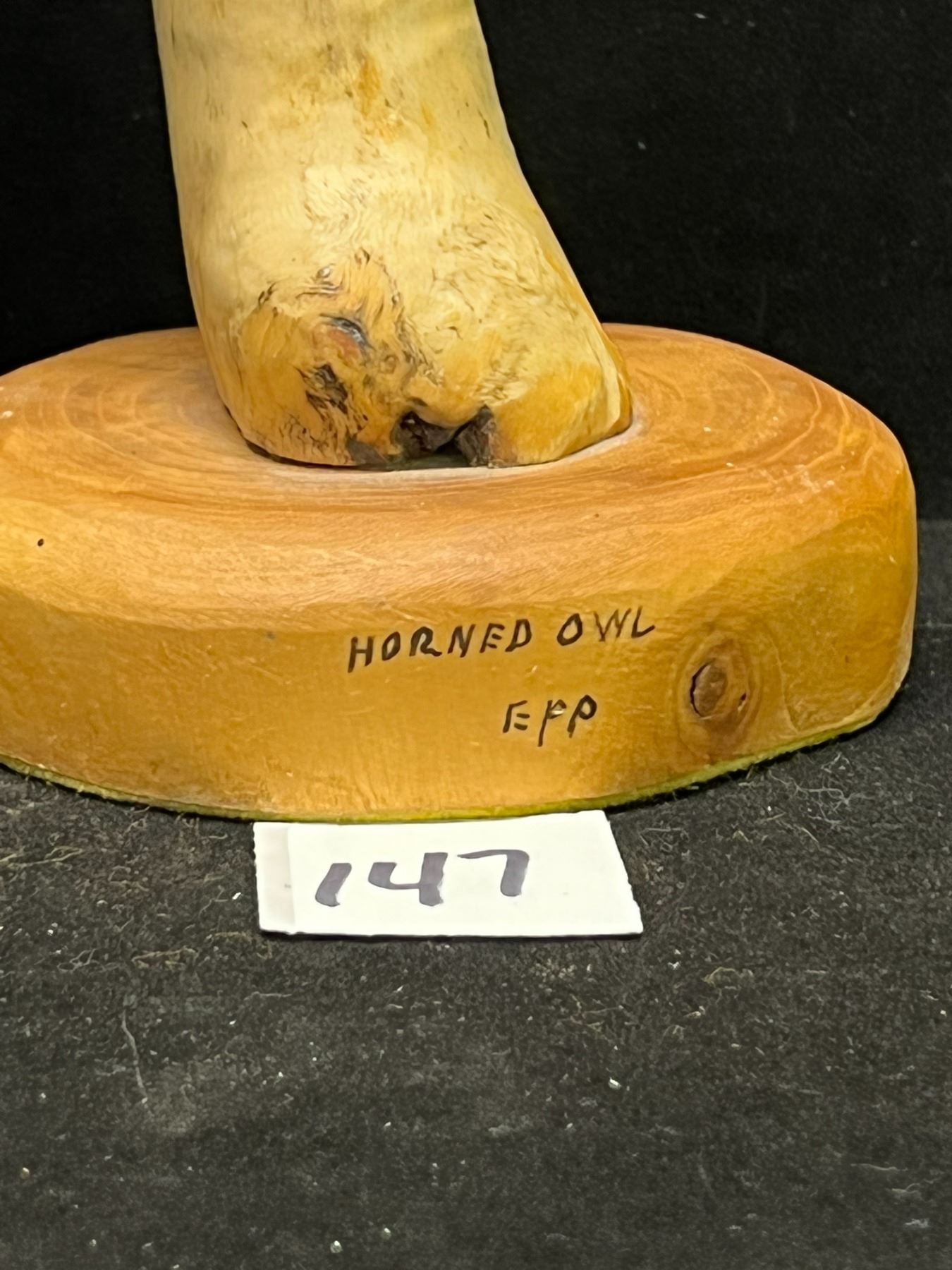 Dave Epp Horned Owl Wood Sculpture / Carving Approx: 12"T & 7.25"W