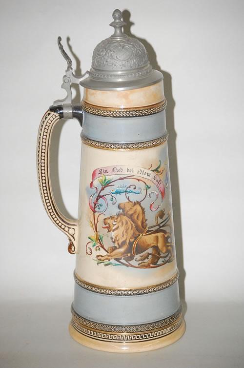 LARGE 17" GERMAN STEIN W/ PEWTER LID