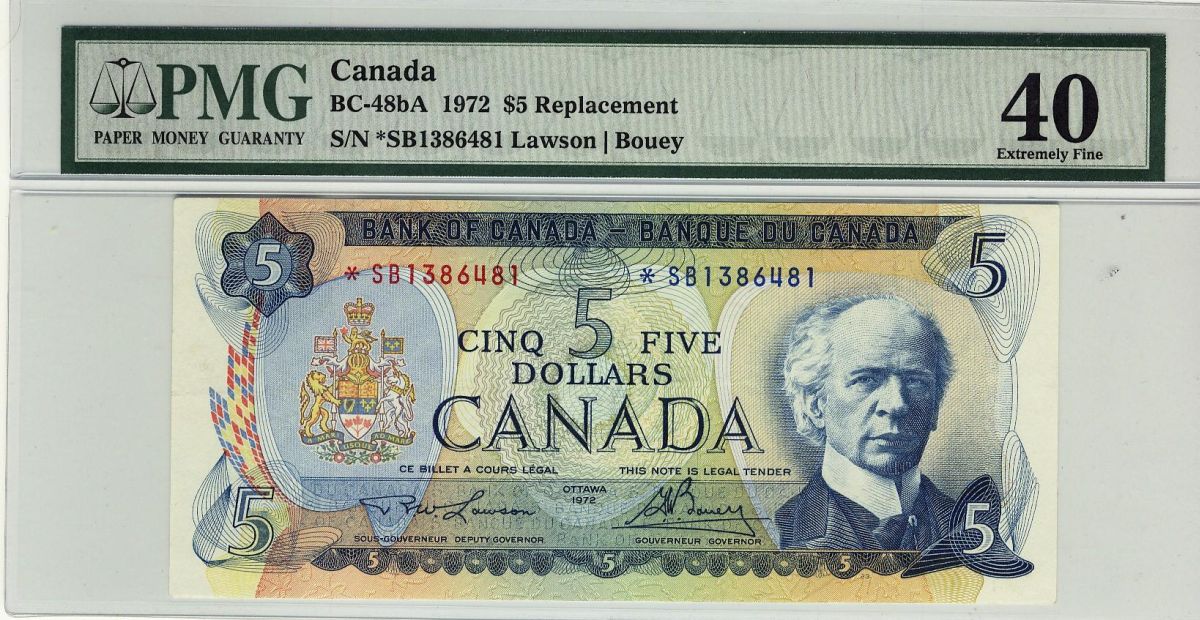 BC-48bA 1972 $5 PMG EF40. #*SB1386481.