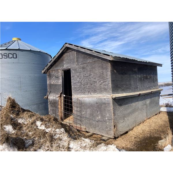 Square Wooden Grainery with Tin Roof