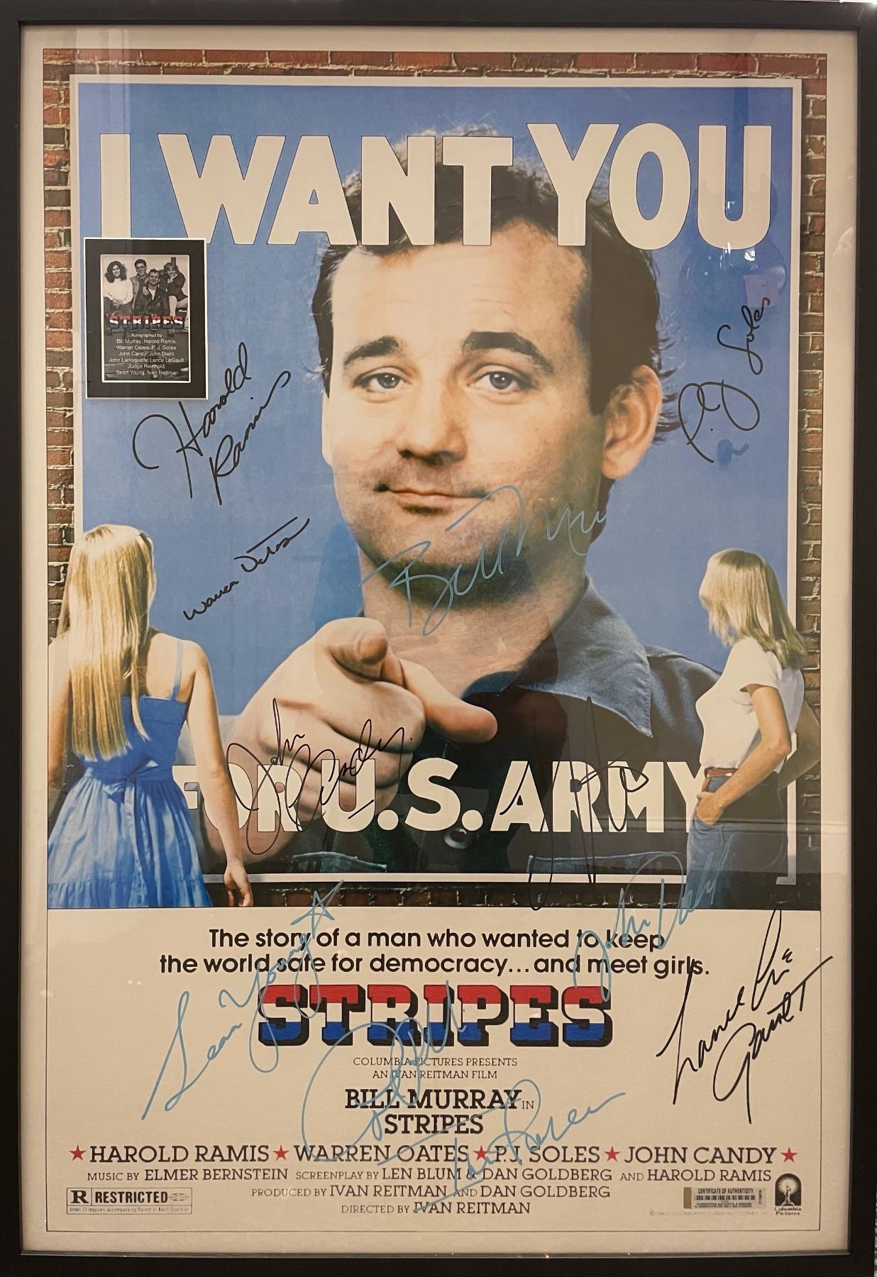 Signed & Framed Stripes Movie Poster