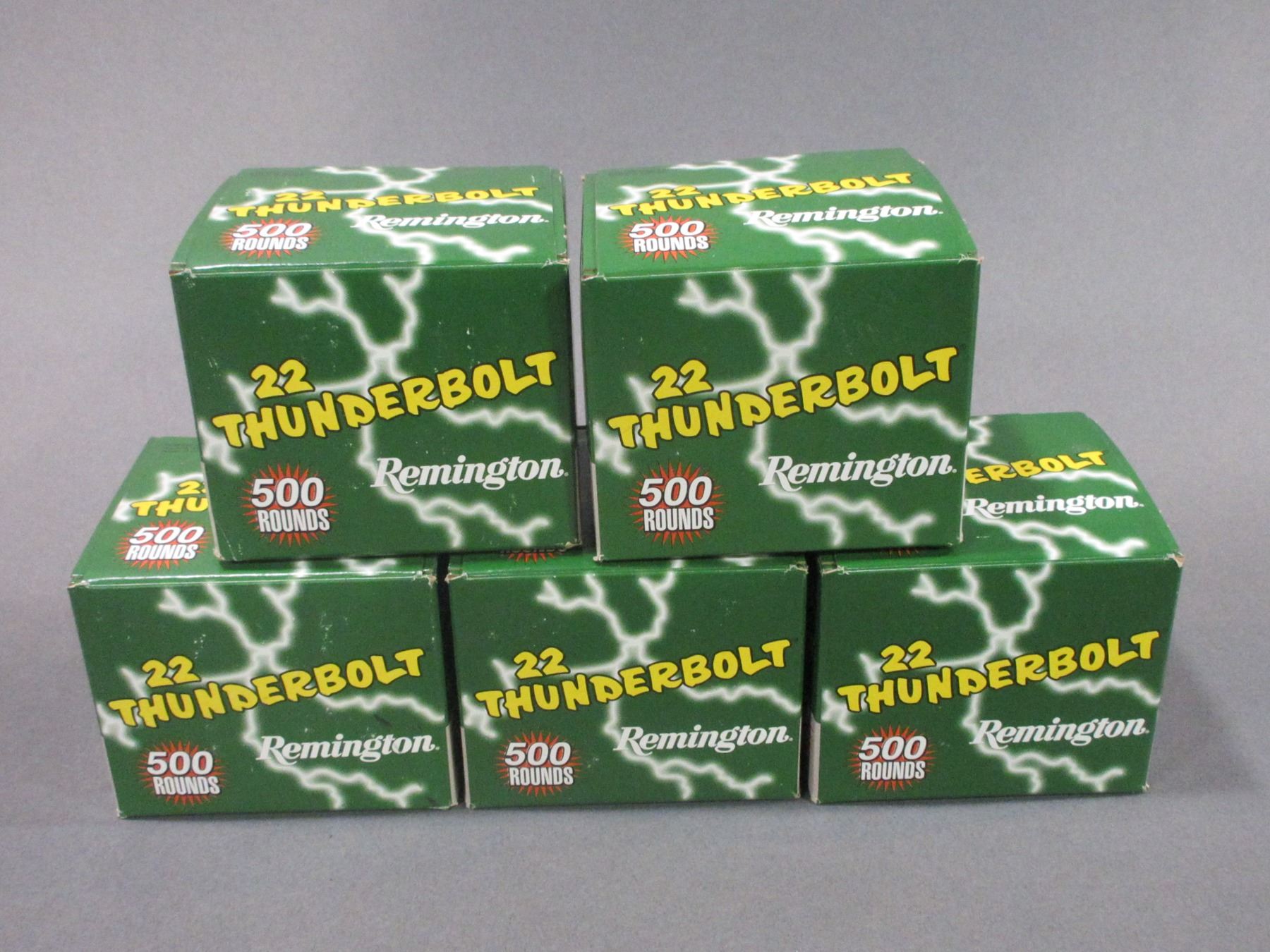 5 Bricks 2,500 Rounds Of Remington Thunderbolt Ammo- .22 LR- 40 GR ...