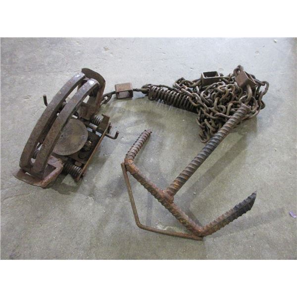 6 MB 750 Wolf Traps- 4 Coiled- Laminated Offset Jaws- 11' Of Heavy ...
