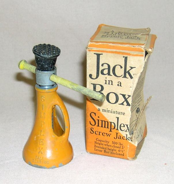 Simplex Screw Jack Salesman Sample/Toy w/ Original Box "Jack in a Box"