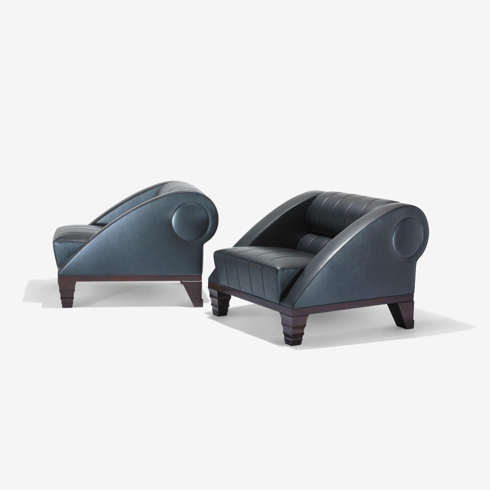 Leon Krier Aries lounge chairs model 51510, pair