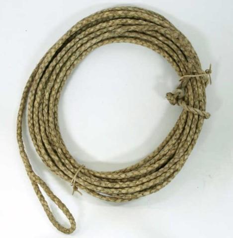 Large hand braided rawhide riata never used.