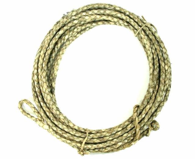 Braided rawhide riata new been used.