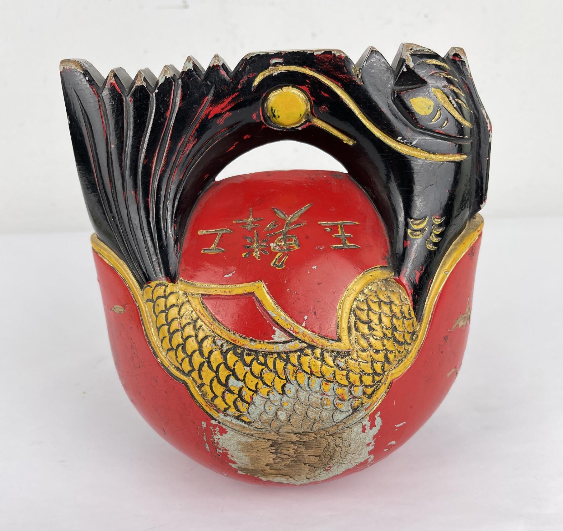 Antique Japanese Mokugyo Wood Bell Drum