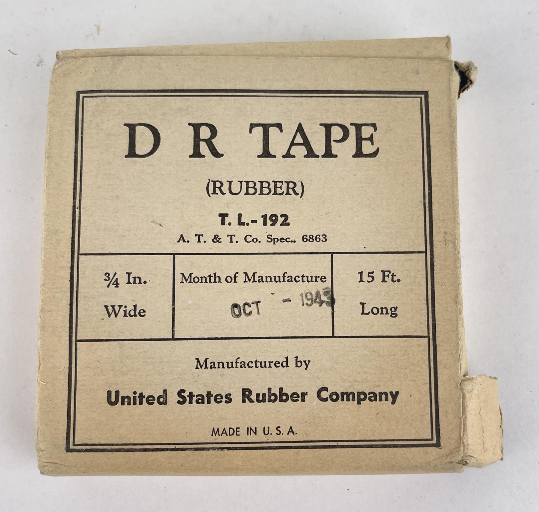 US WW2 Dr Tape 1943 Dated Jeep Tape