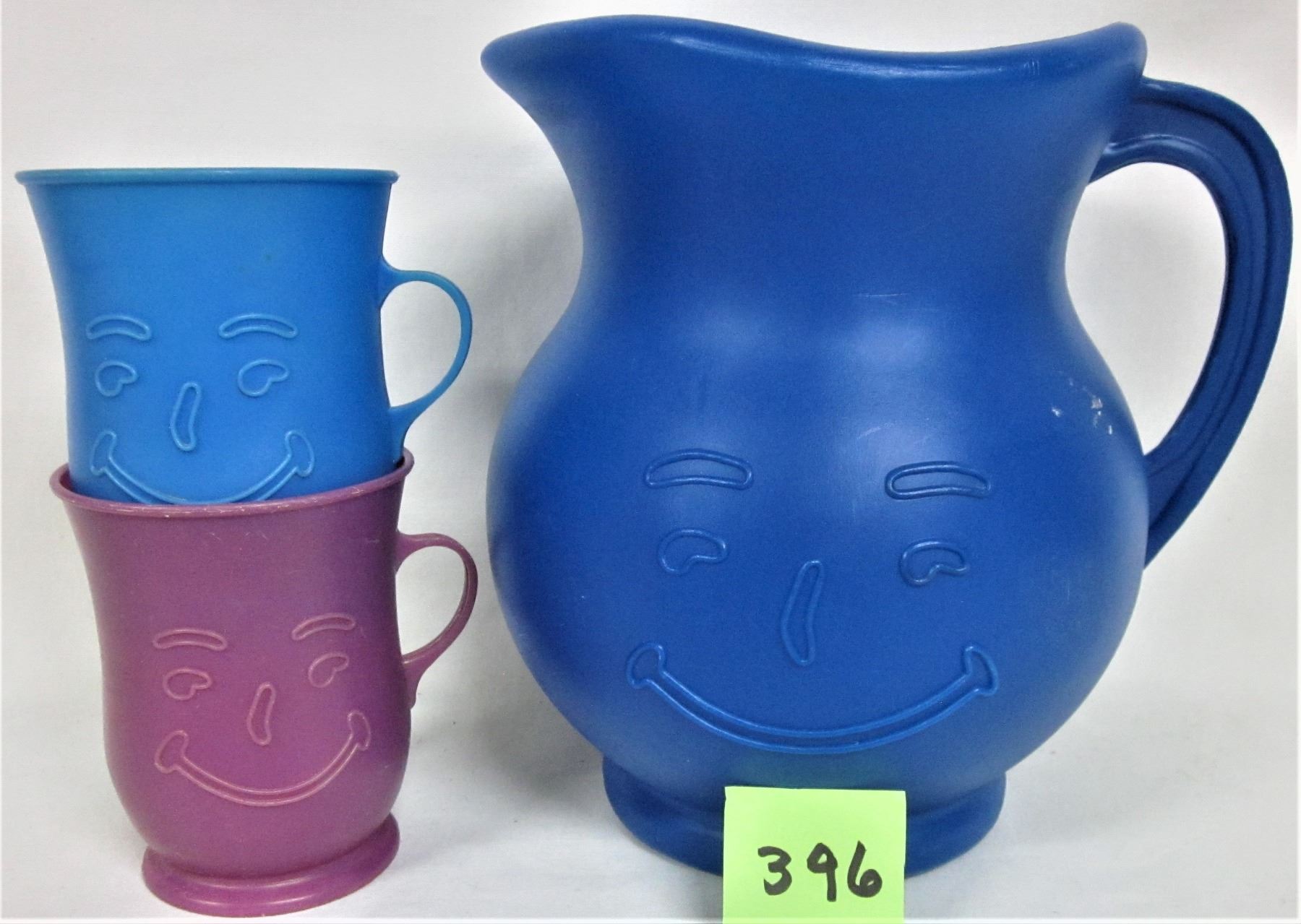 Royal Blue Koolaid Happy Face Pitcher + Happy Face Mugs