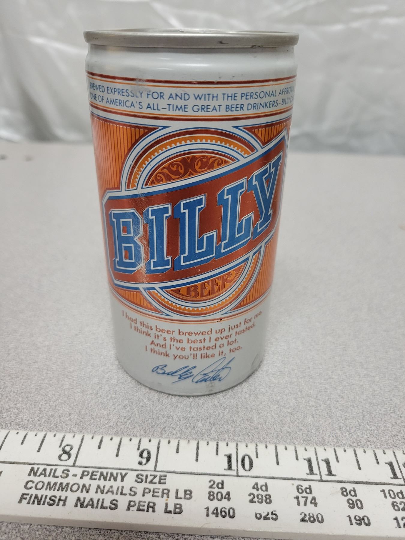 Rare full can of 'Billy Carter' beer USA