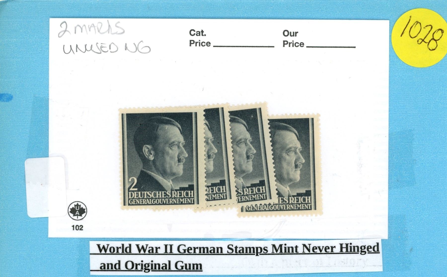 WWII German Stamps Mint Never Hinged & Original Gum
