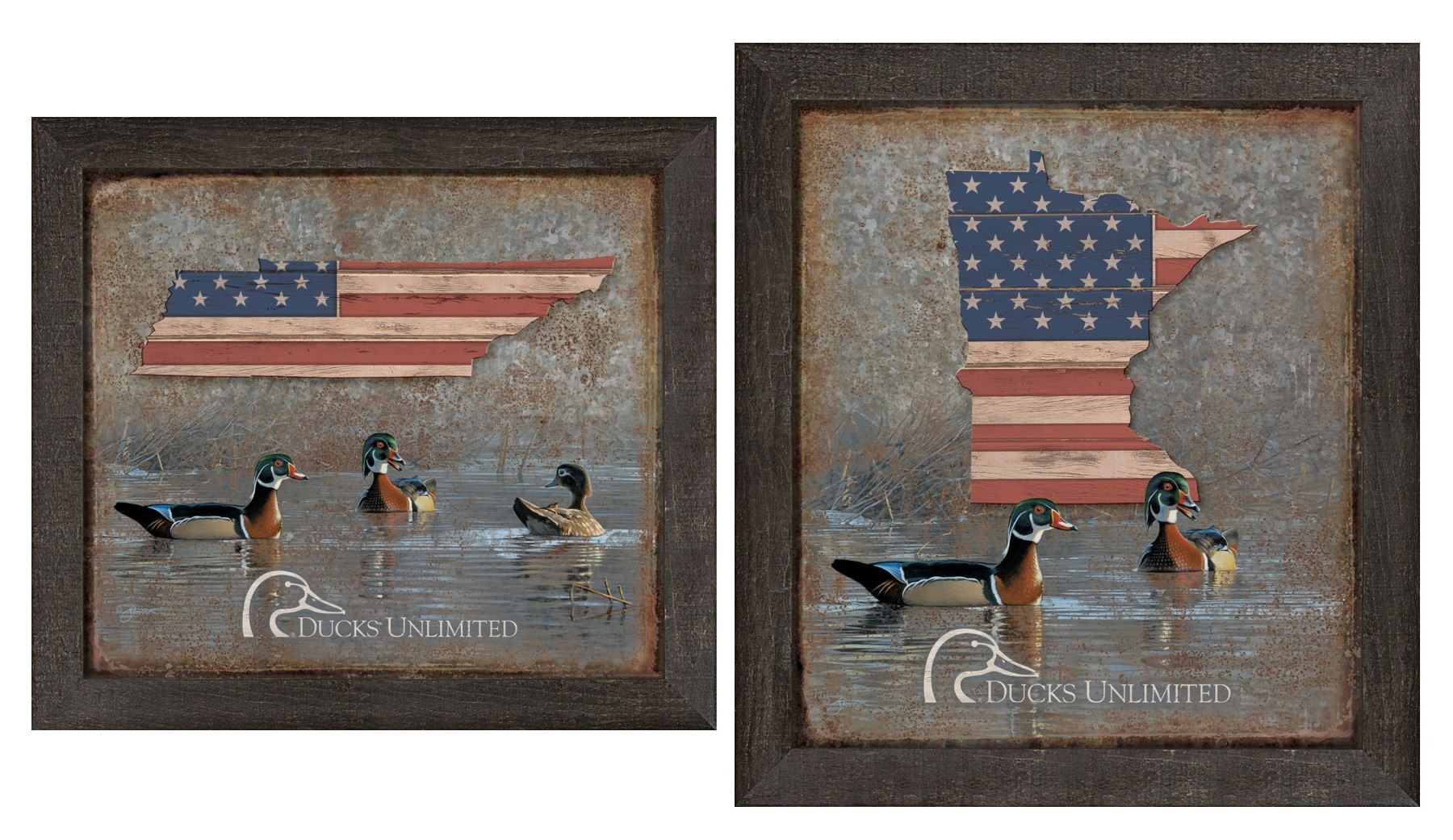 Custom State USA Framed Tin Sign