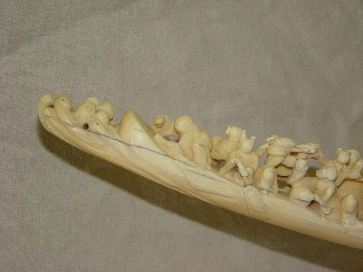 Hand Carved Oriental Ivory Tusk