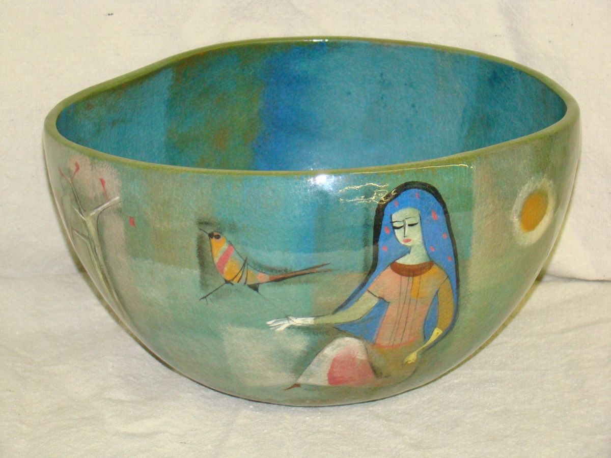 Large Polia Pillin Art Pottery Glazed Bowl