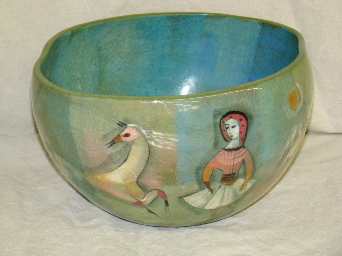 Large Polia Pillin Art Pottery Glazed Bowl
