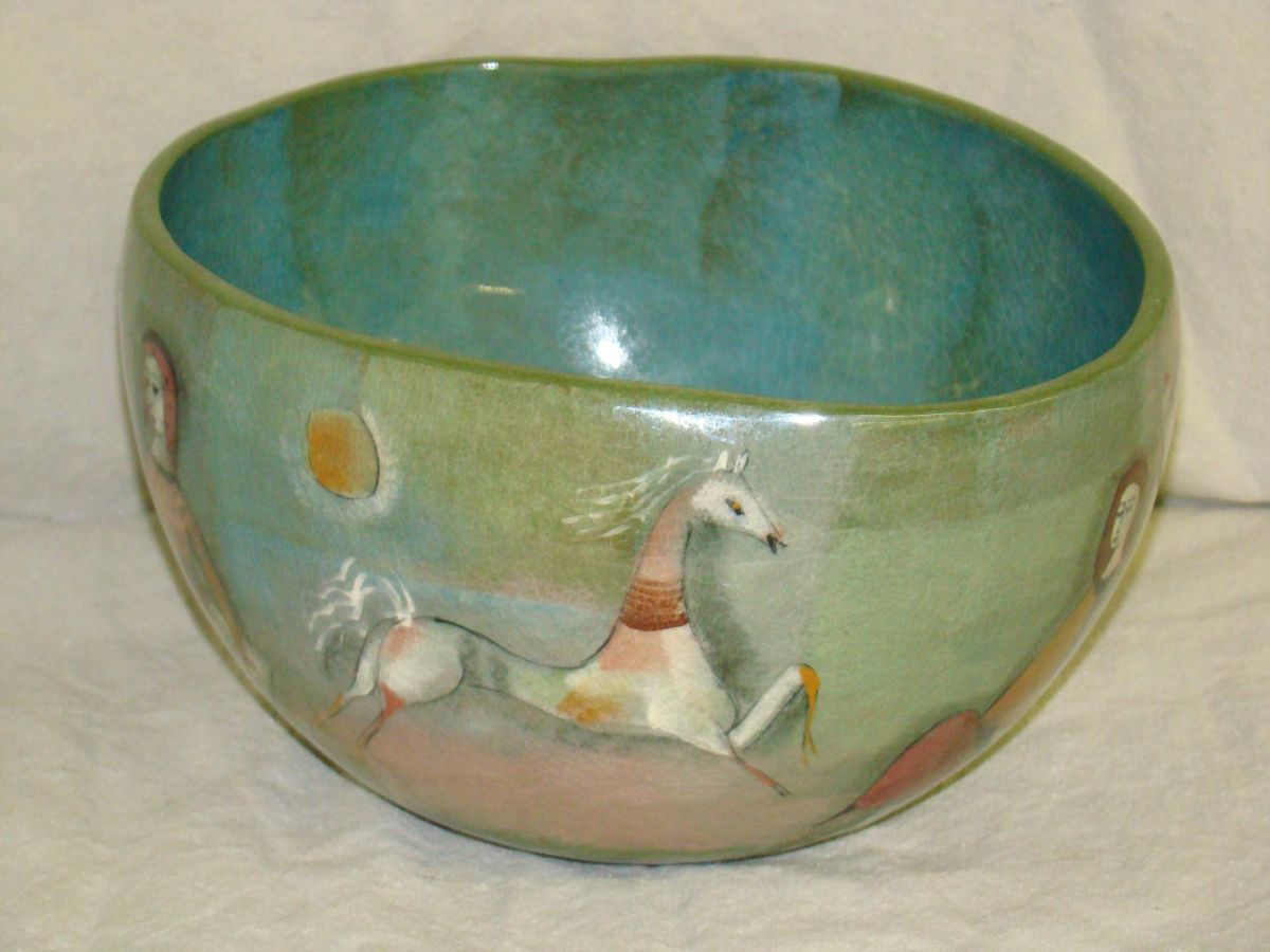 Large Polia Pillin Art Pottery Glazed Bowl