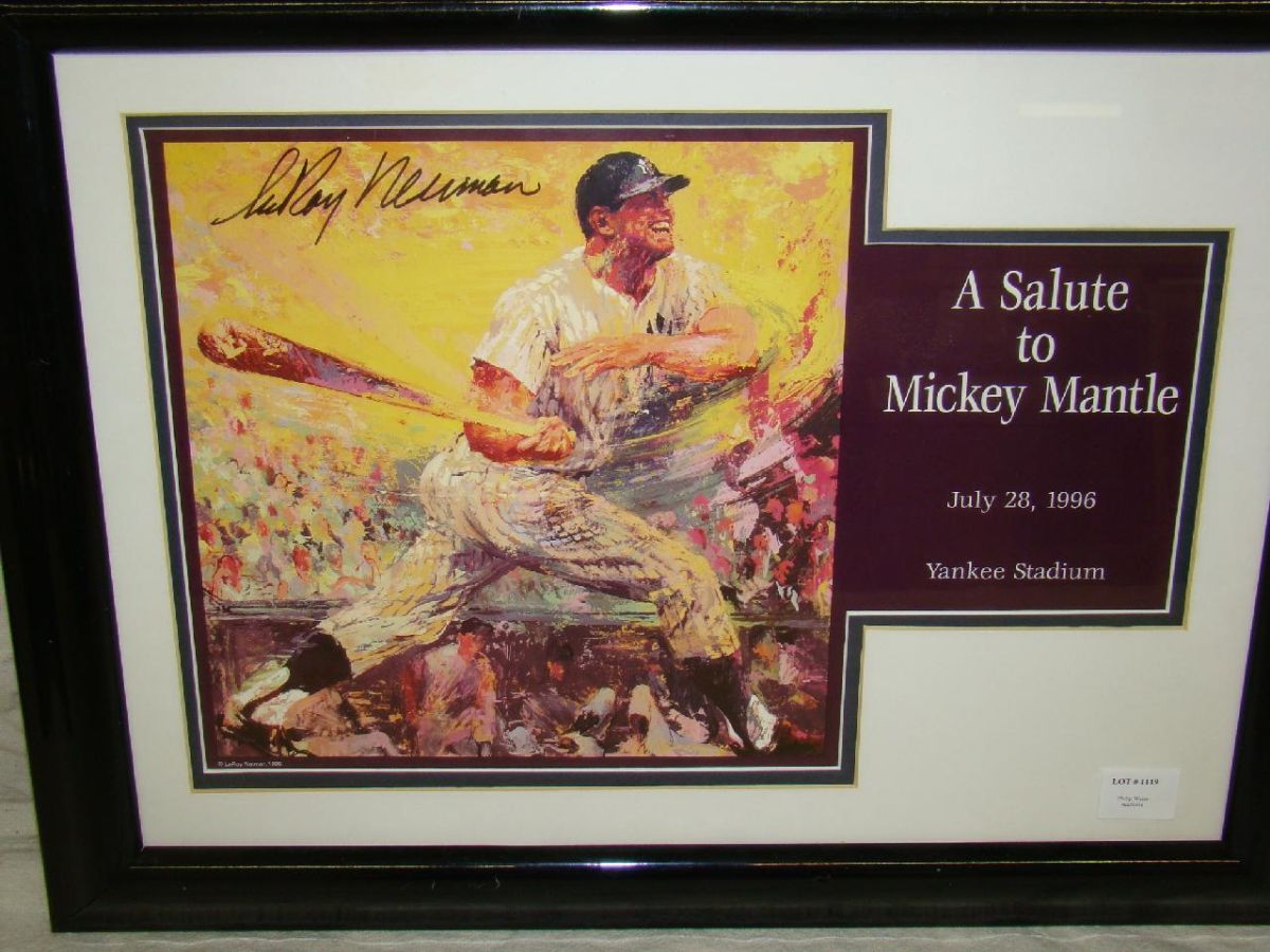 Leroy Neiman Signed Mickey Mantle Color Print