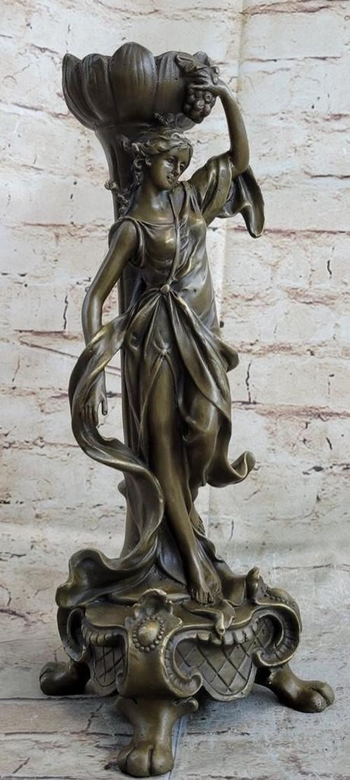 Victorian Mythology Woman Solid Bronze Candle Holder