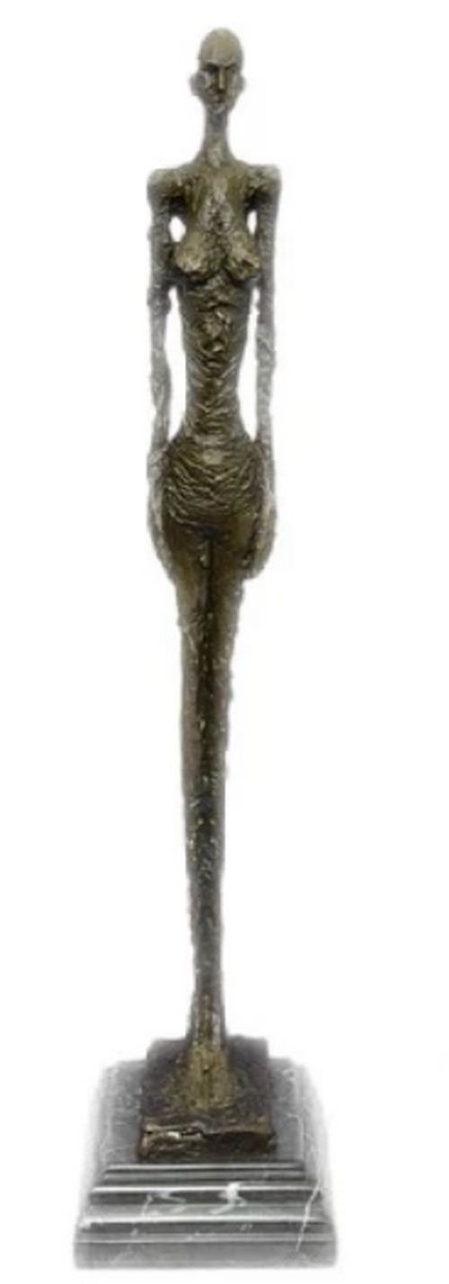 Standing Tall Girl Gia Stick Figurine Bronze Sculpture Marble Base ...