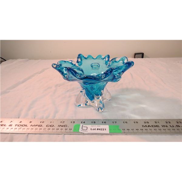 Blue Art Glass Piece Bodnarus Auctioneering