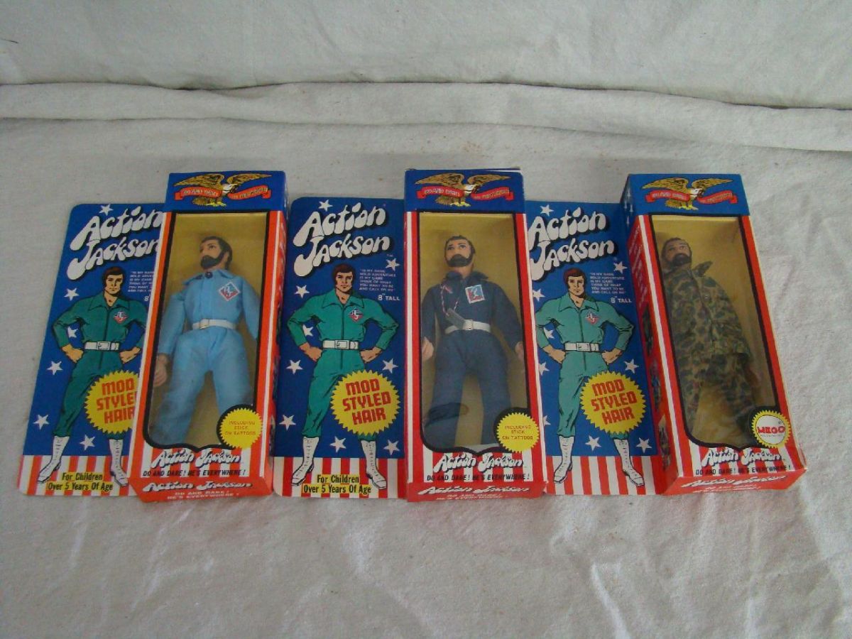 3 Mint in Box Mego Action Jackson Figures