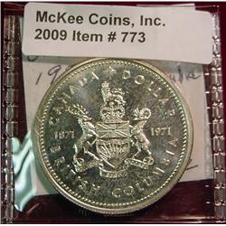 1871-1971 Canada "British Columbia" Dollar